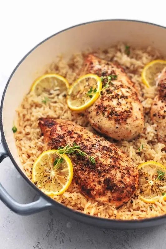 Lemon Garlic Chicken with Brown Rice & Veggies – Natural Heaven